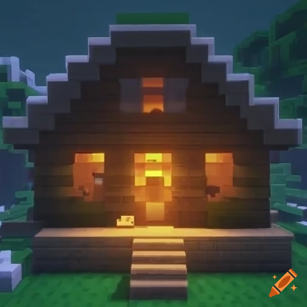 Detailed anime minecraft cabin on Craiyon