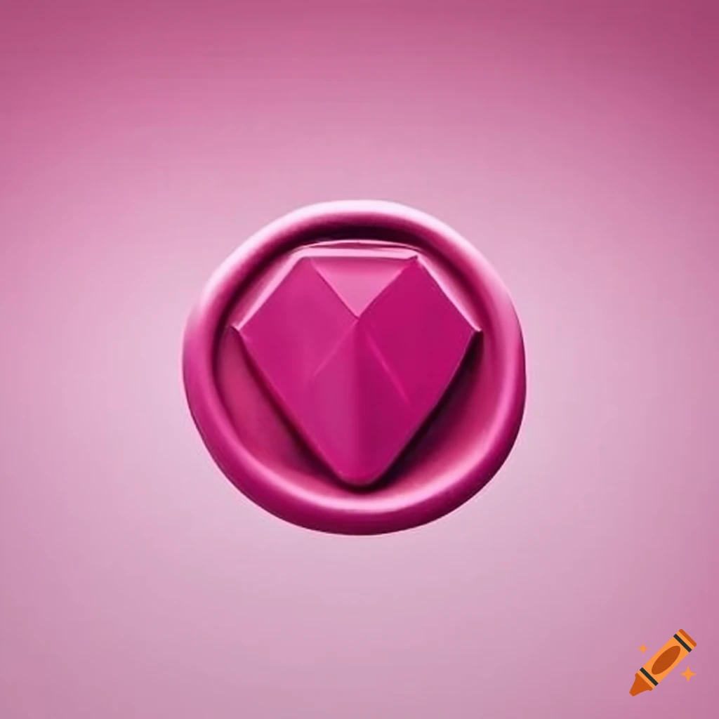 Fuchsia pink wax seal with gold diamond design on Craiyon