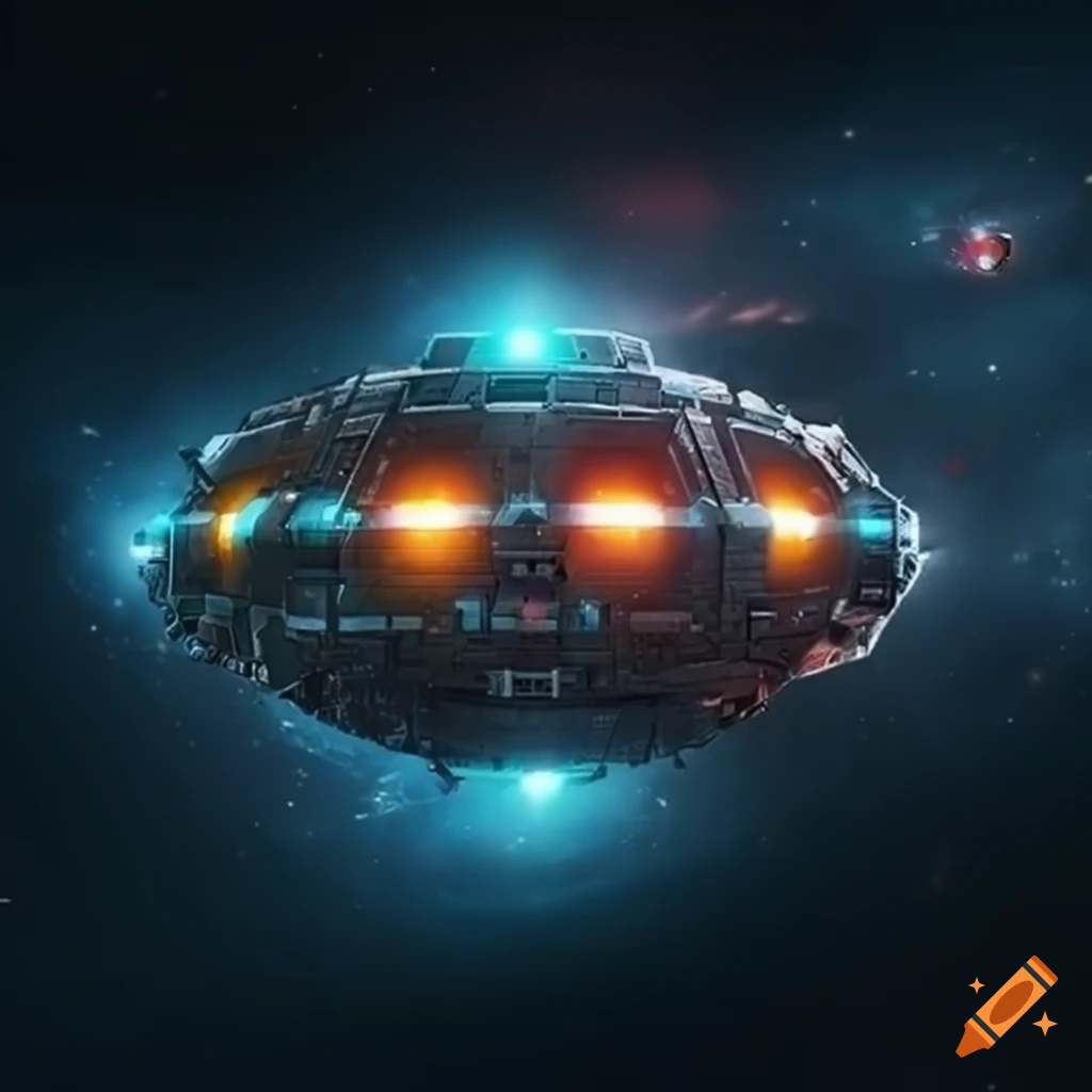 Futuristic sci-fi space station in deep space