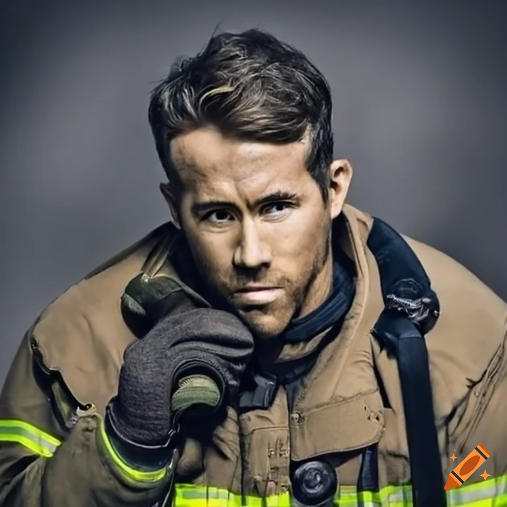 Image of ryan reynolds as a firefighter on Craiyon