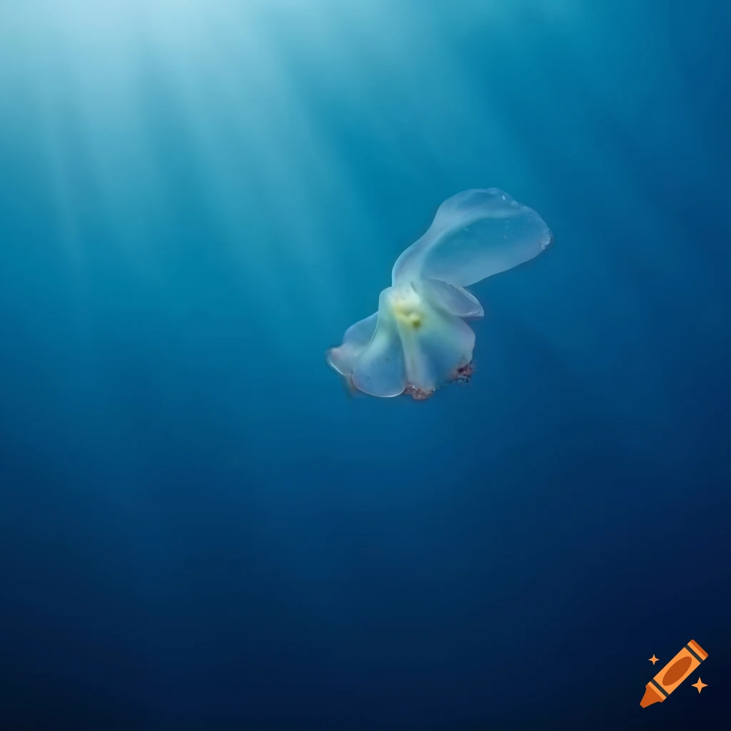 Dark blue background with a wild orchid sea creature on Craiyon