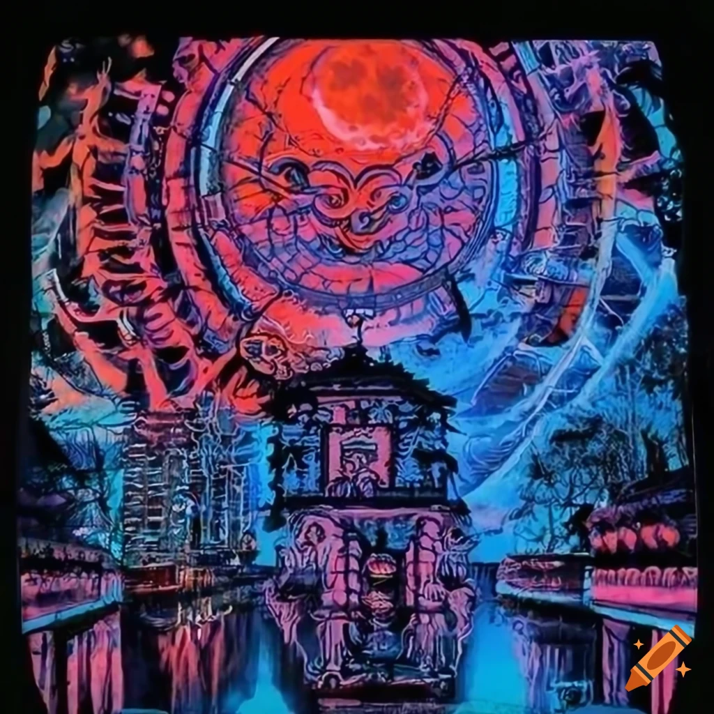 Demonic ferris wheel in a neon cityscape on Craiyon