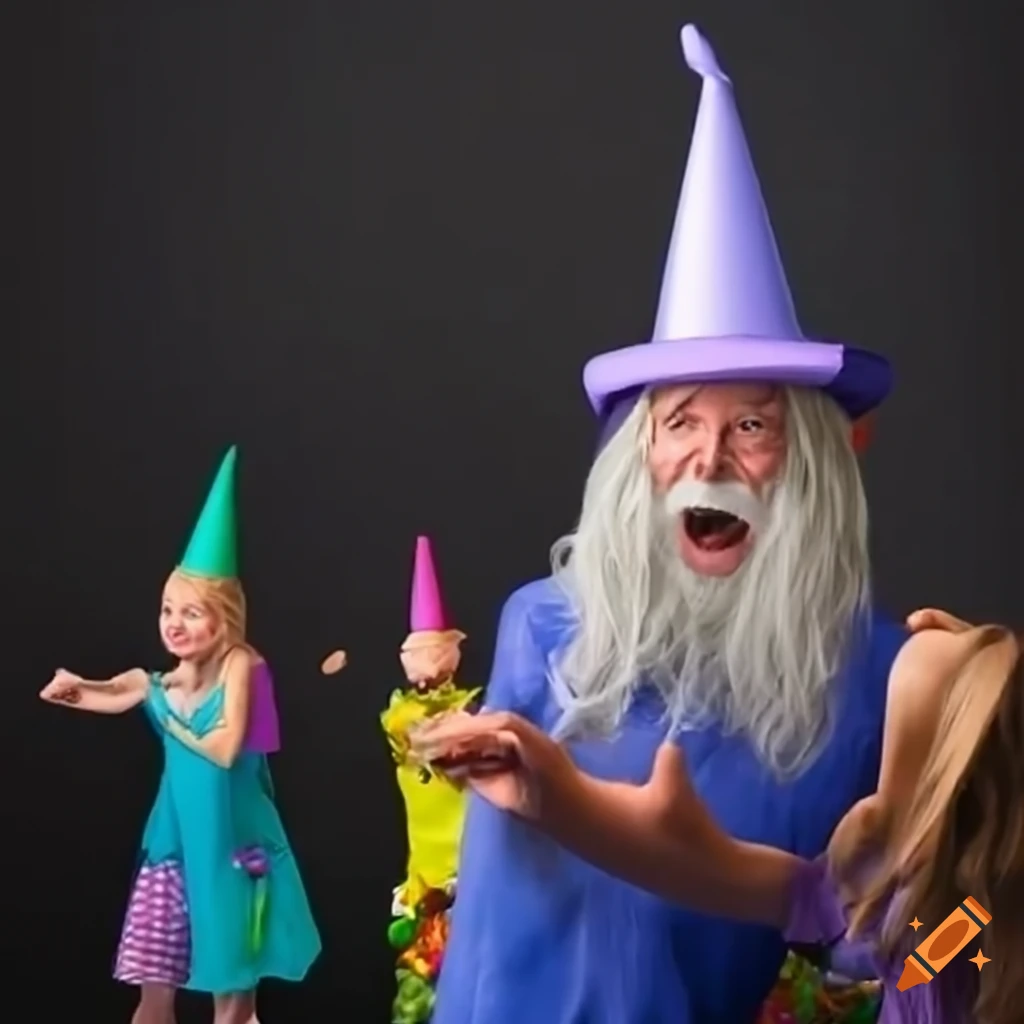 Image of a dancing wizard at a birthday party on Craiyon