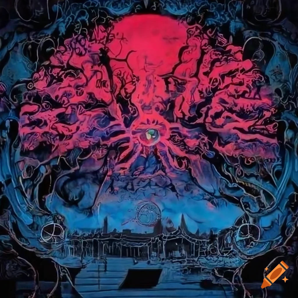 Demonic ferris wheel in a neon cityscape on Craiyon