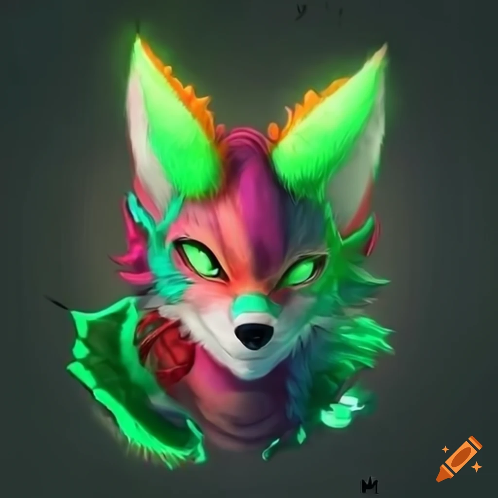 Palette knife painting of a anthro cyborg-fox on Craiyon