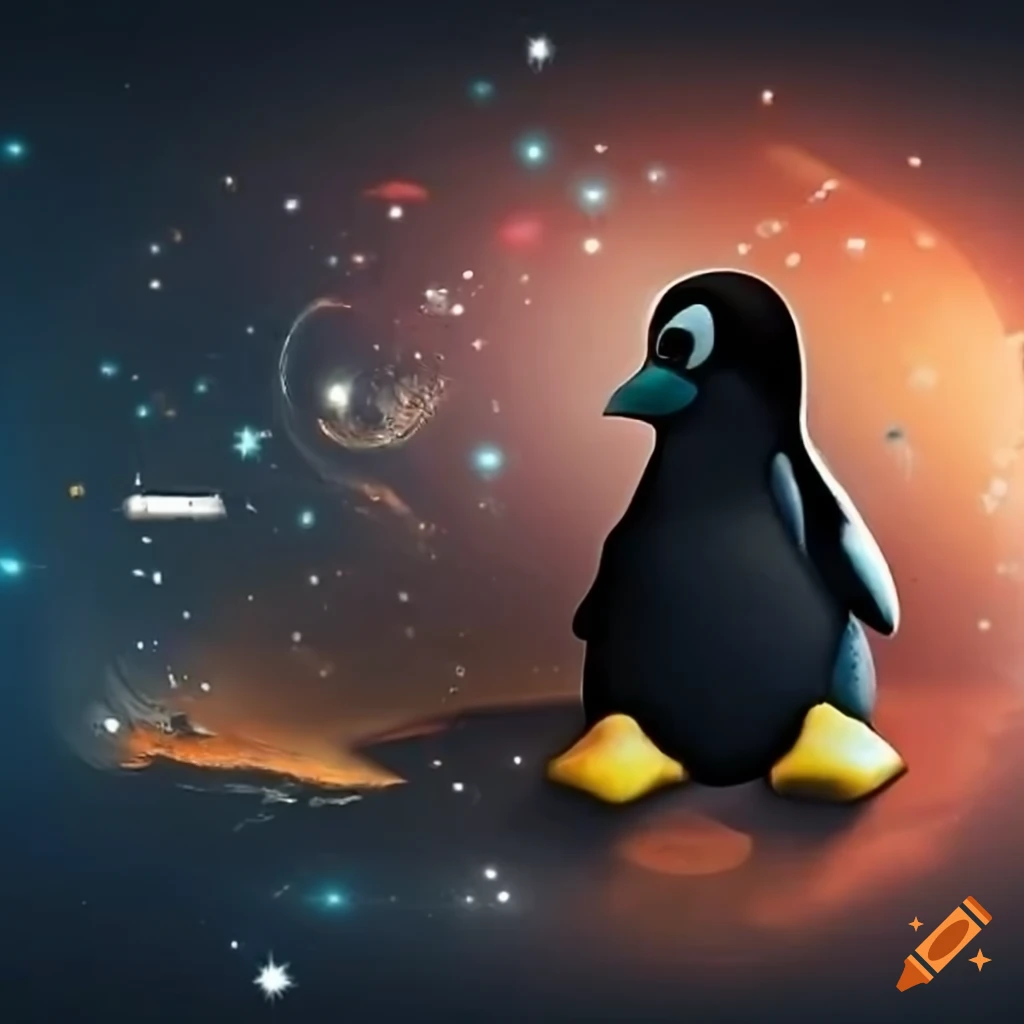 Tux penguin in a spaceship cockpit on Craiyon