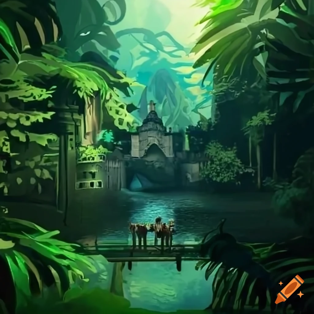 Jungle inside a magnificent castle on Craiyon