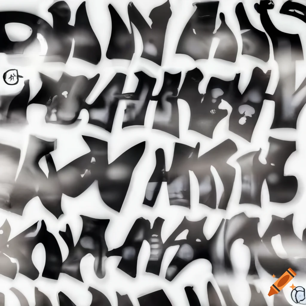 Black and white graffiti logos on display on Craiyon