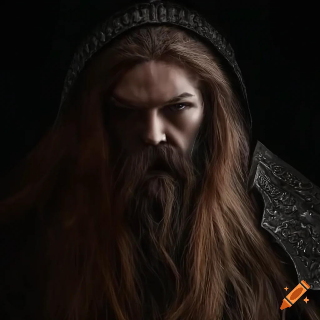 Image of a dark dwarf warrior with black beard and axe