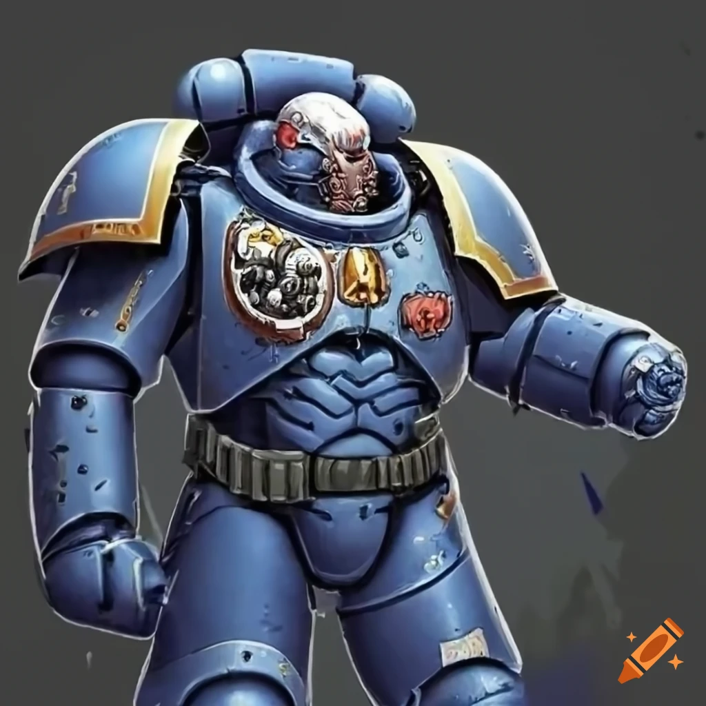 Diagram of warhammer power armor on Craiyon