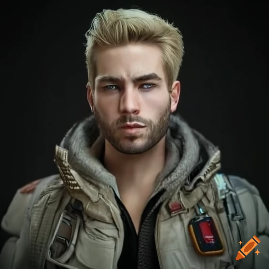 Portrait of a bald battletech pilot on Craiyon