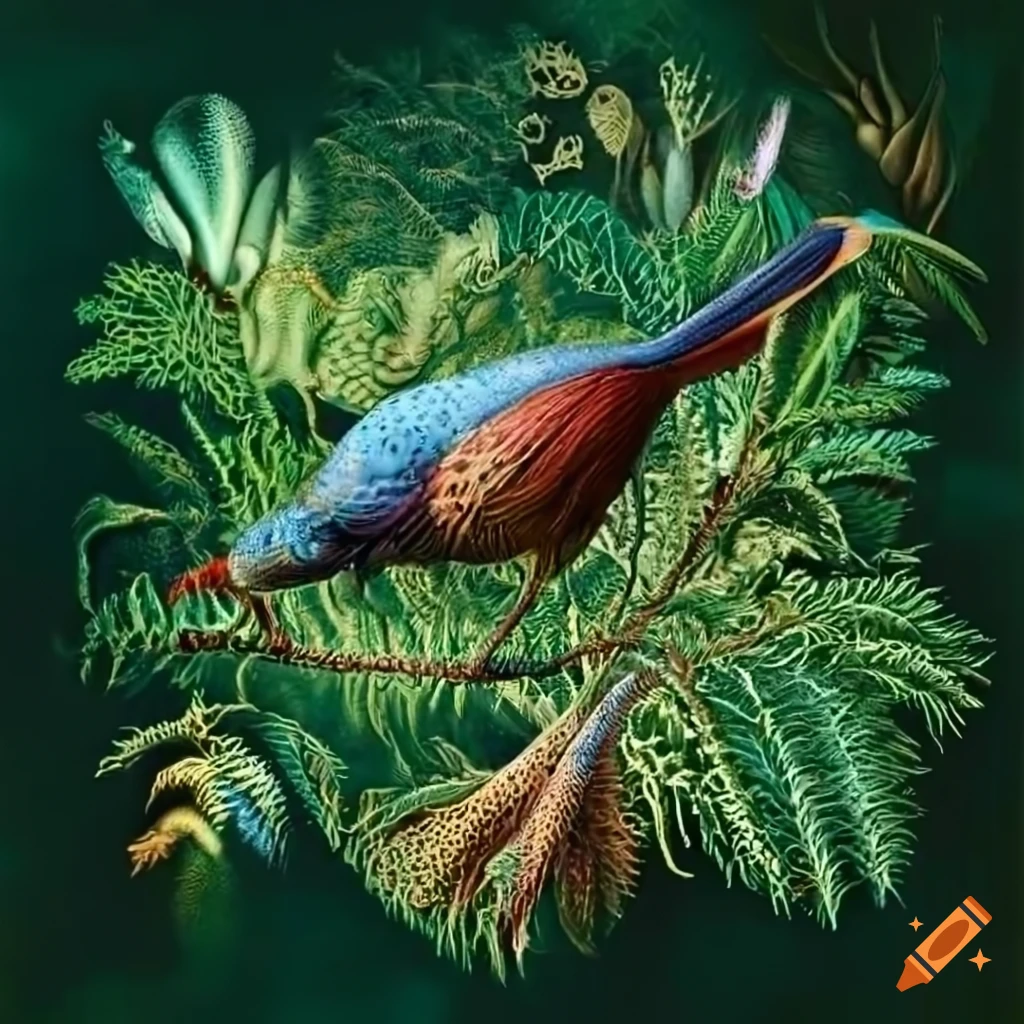 Realistic bird on a branch in the jungle on Craiyon