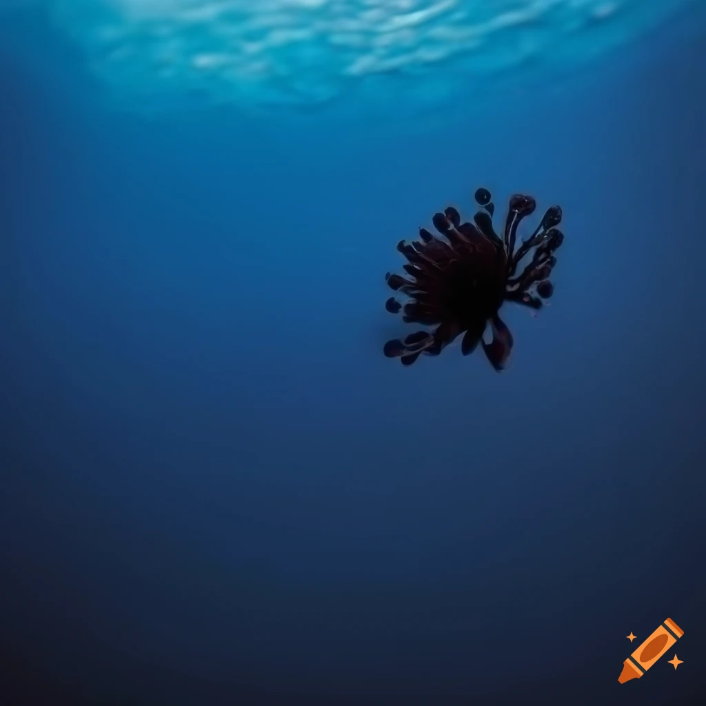 Black flower sea creature in the ocean