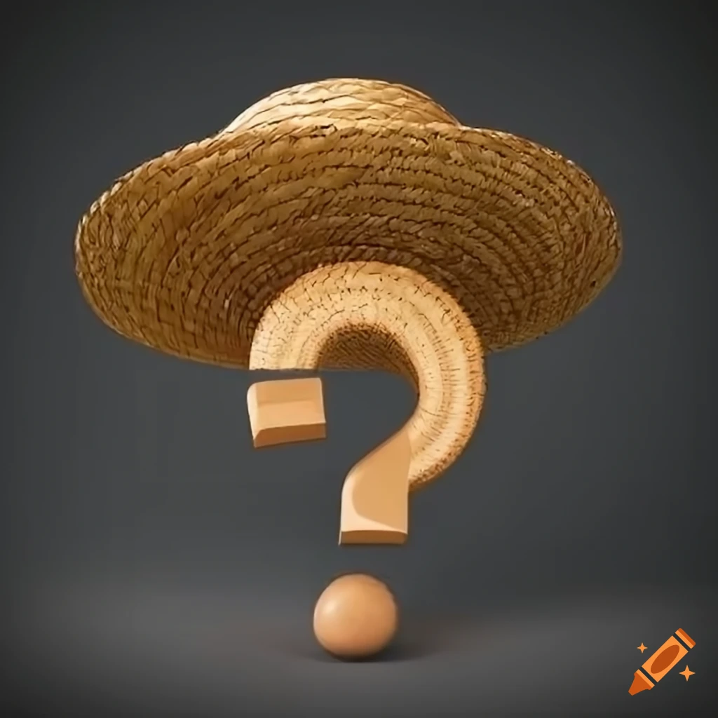 Straw hat-wearing question mark symbol