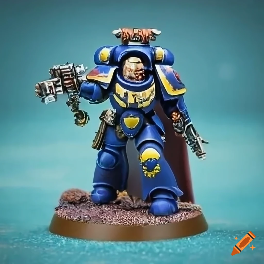Warhammer 40k miniature of a primaris space marine captain on Craiyon