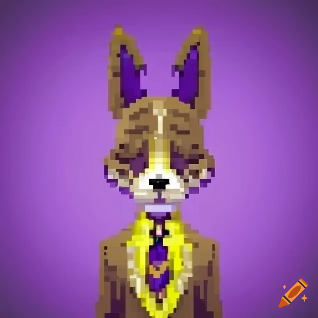 Digital art of a purple anthro dog wearing a yellow tie on Craiyon