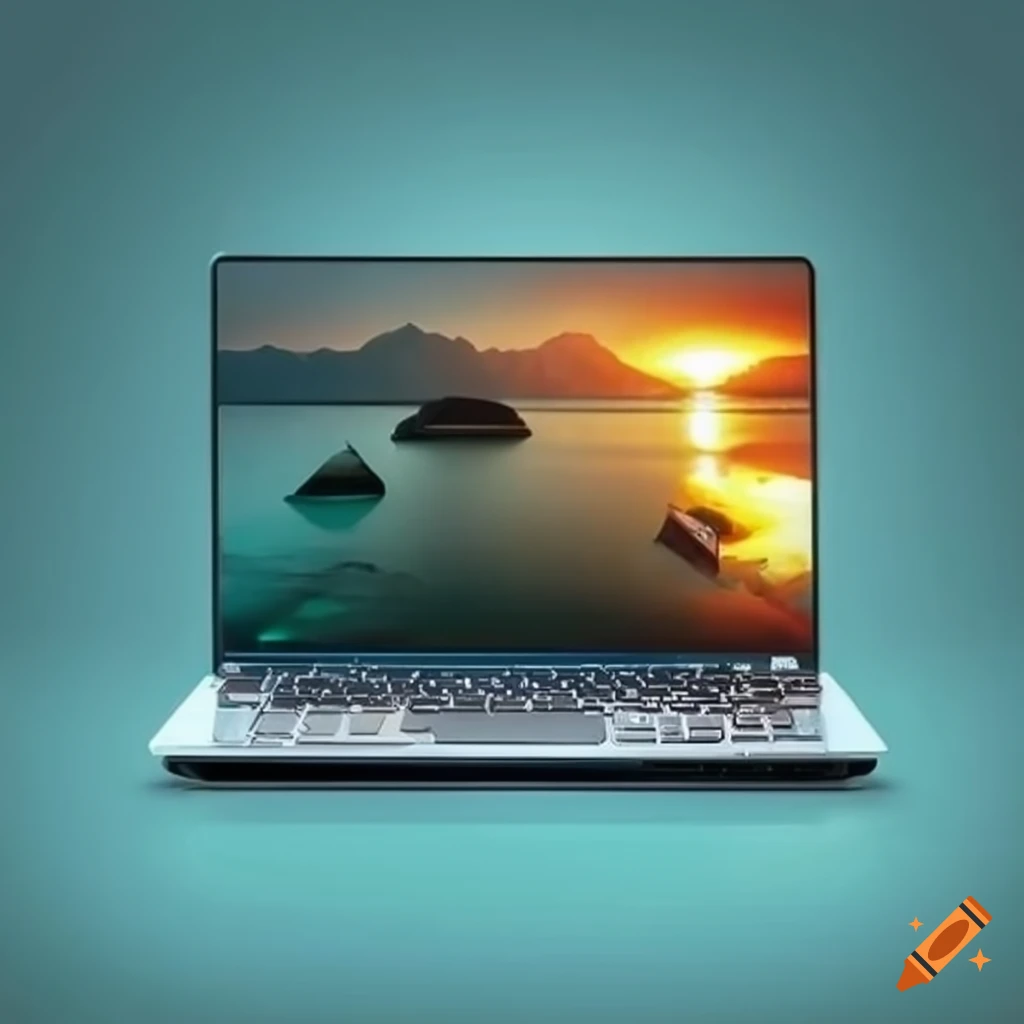 Laptop on a tropical island on Craiyon