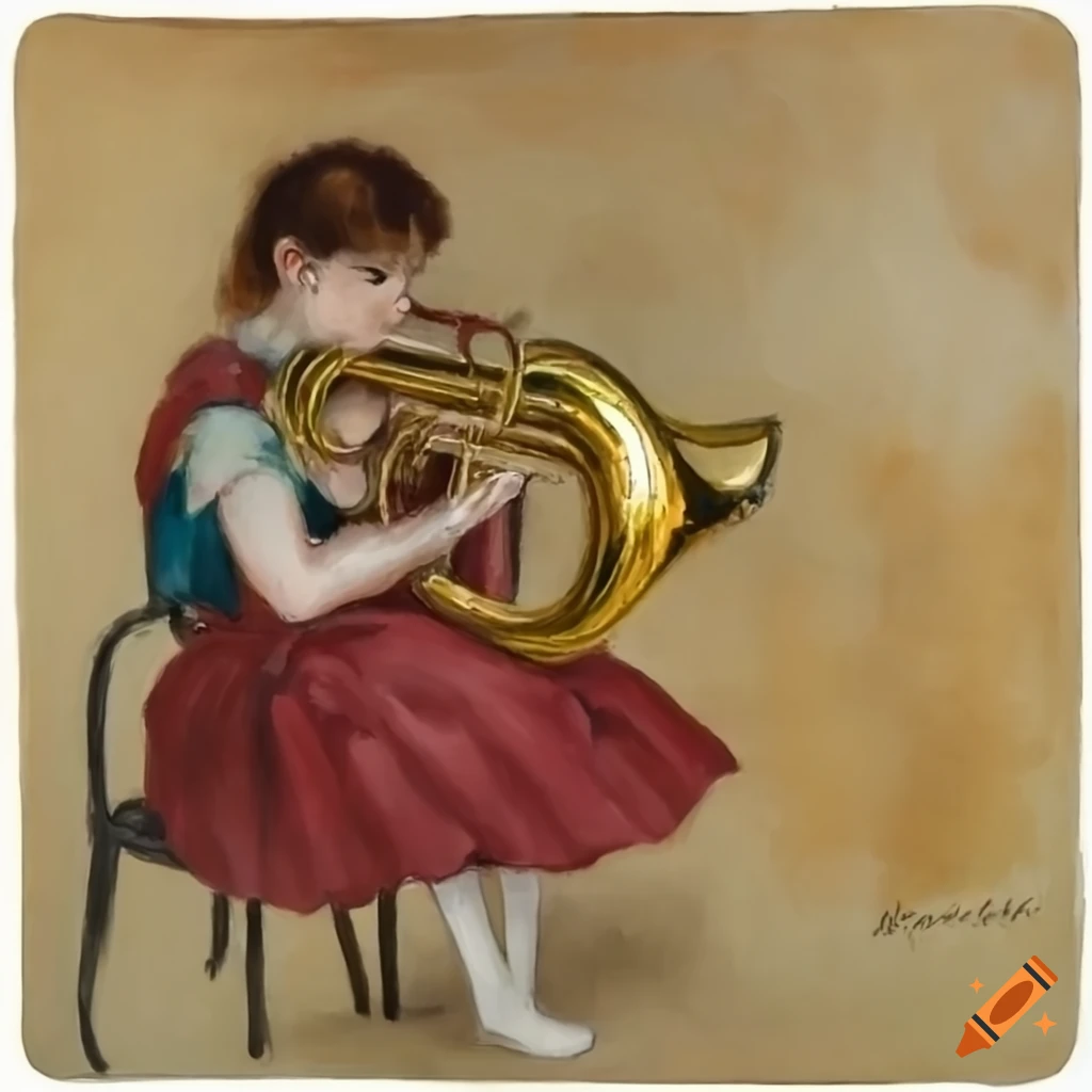 Cat playing tuba in Degas style on Craiyon