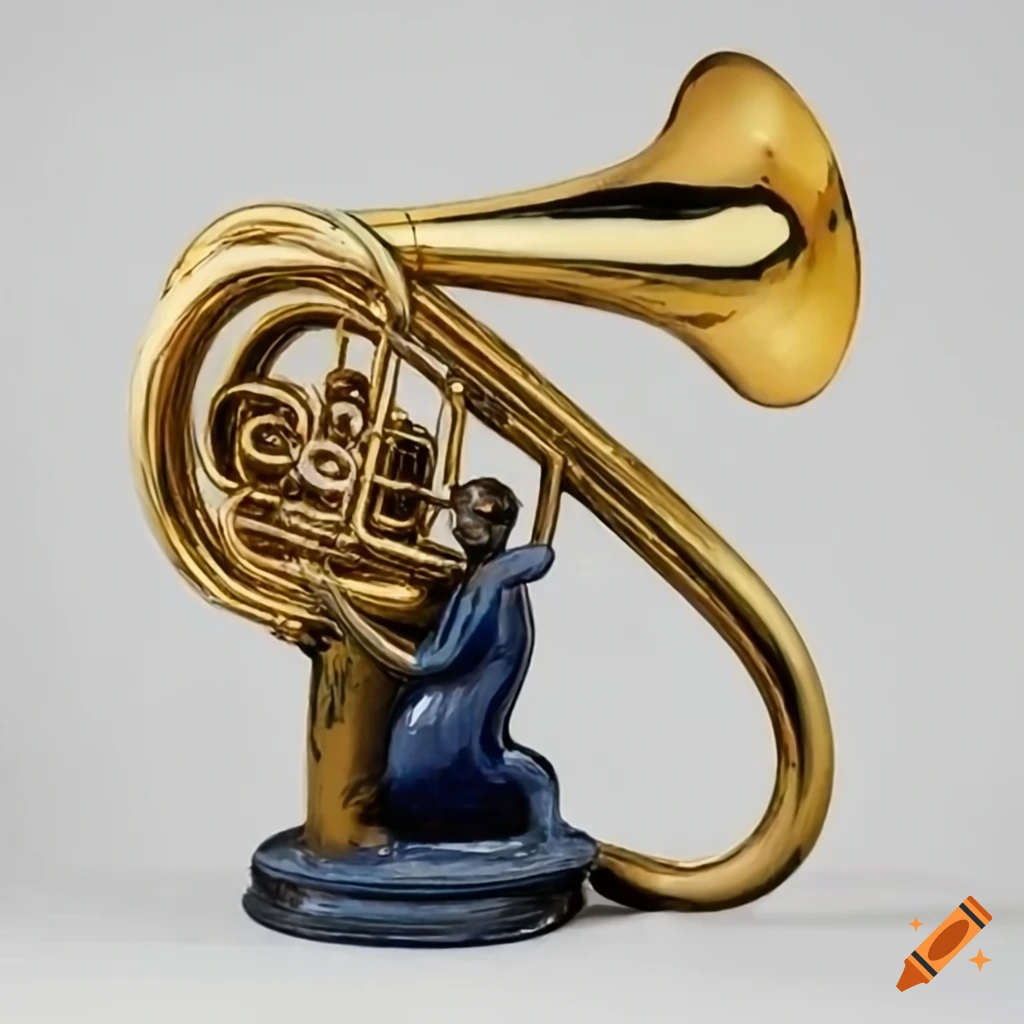 Cat playing tuba in degas style