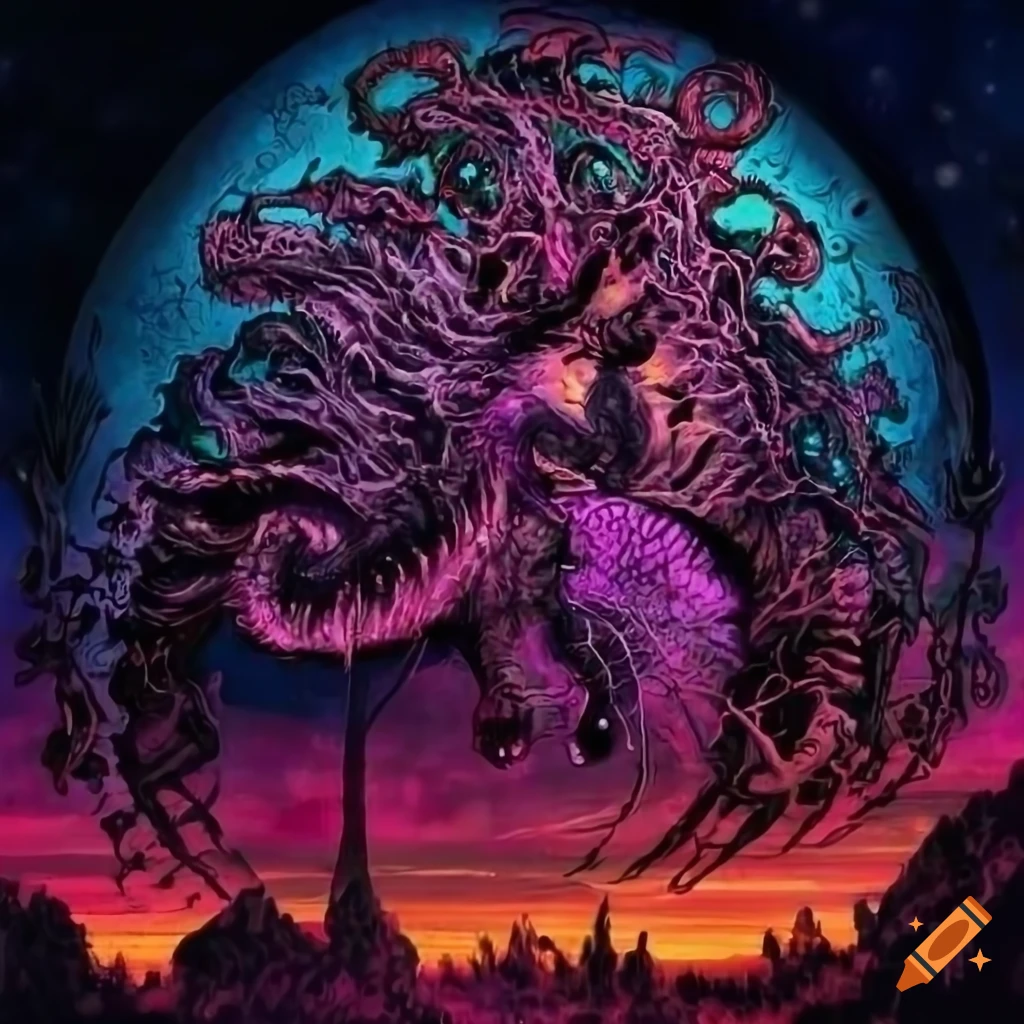 Intricate artwork of an armored horse monster on Craiyon