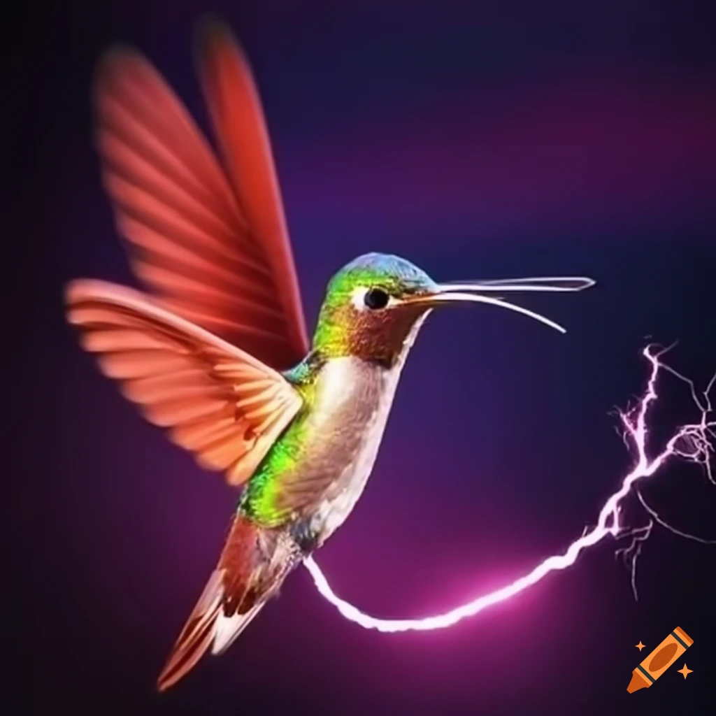 Digital art of an electric hummingbird on Craiyon