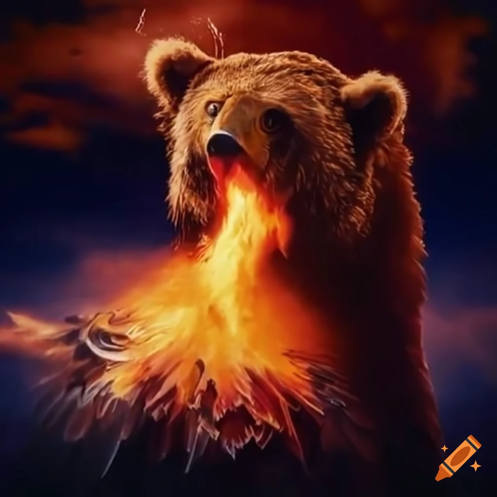 Digital art of a bear transforming into an eagle with lightning on Craiyon