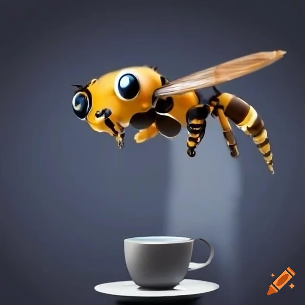 Bee riding a wave on a surfboard in a whimsical illustration on Craiyon