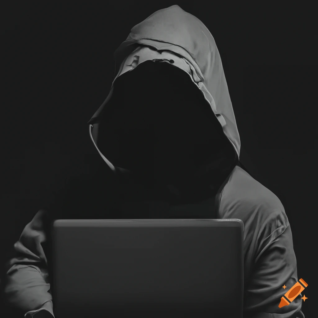 Mysterious person with a laptop on Craiyon