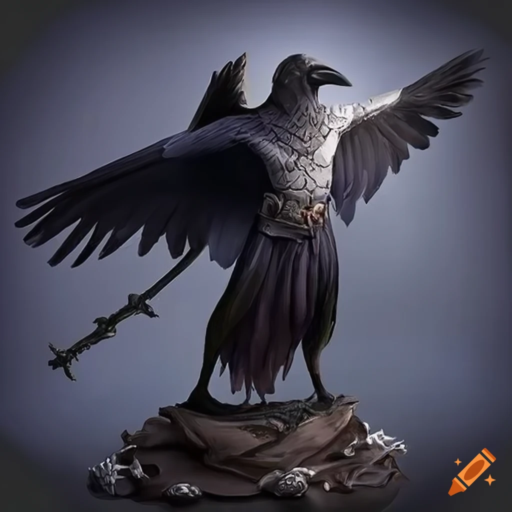 Artwork of a crow as a heroic figure