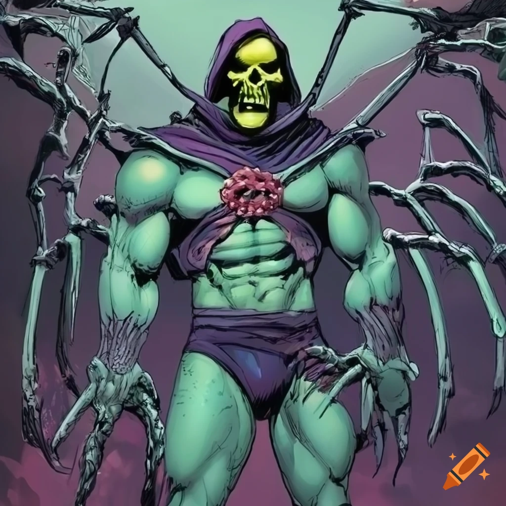 Spider-man-inspired skeletor illustration on Craiyon