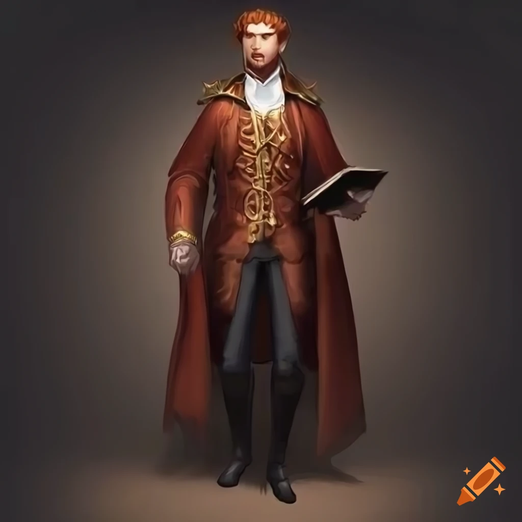 Portrait of a refined ginger-haired man carrying a book on Craiyon