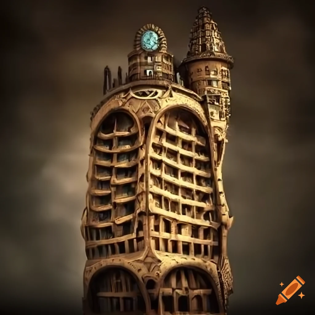 Steampunk tower on Craiyon