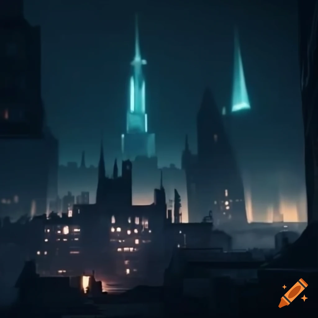 Nighttime city lights with a dark atmosphere