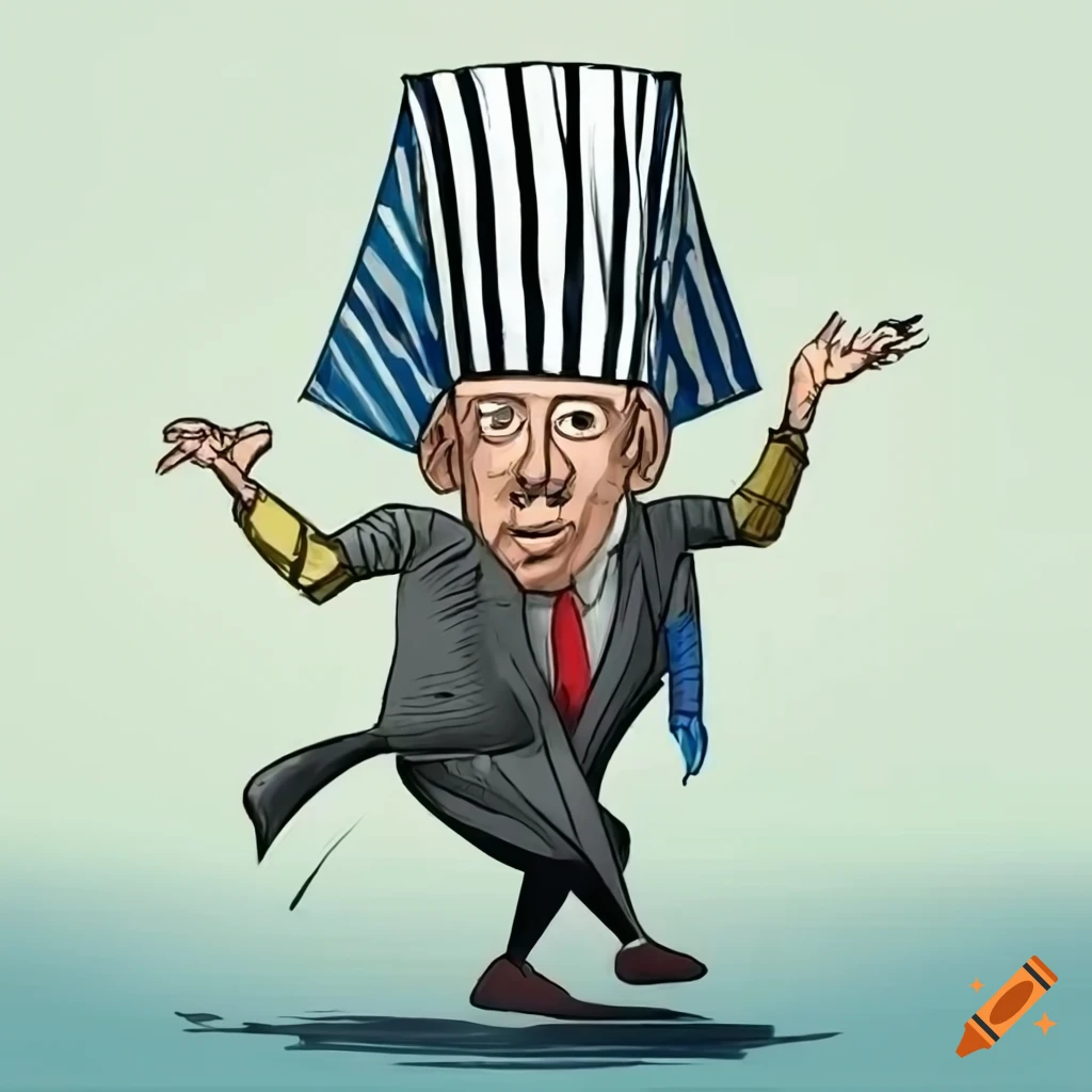 Satirical cartoon of benjamin netanyahu as a pharaoh on Craiyon