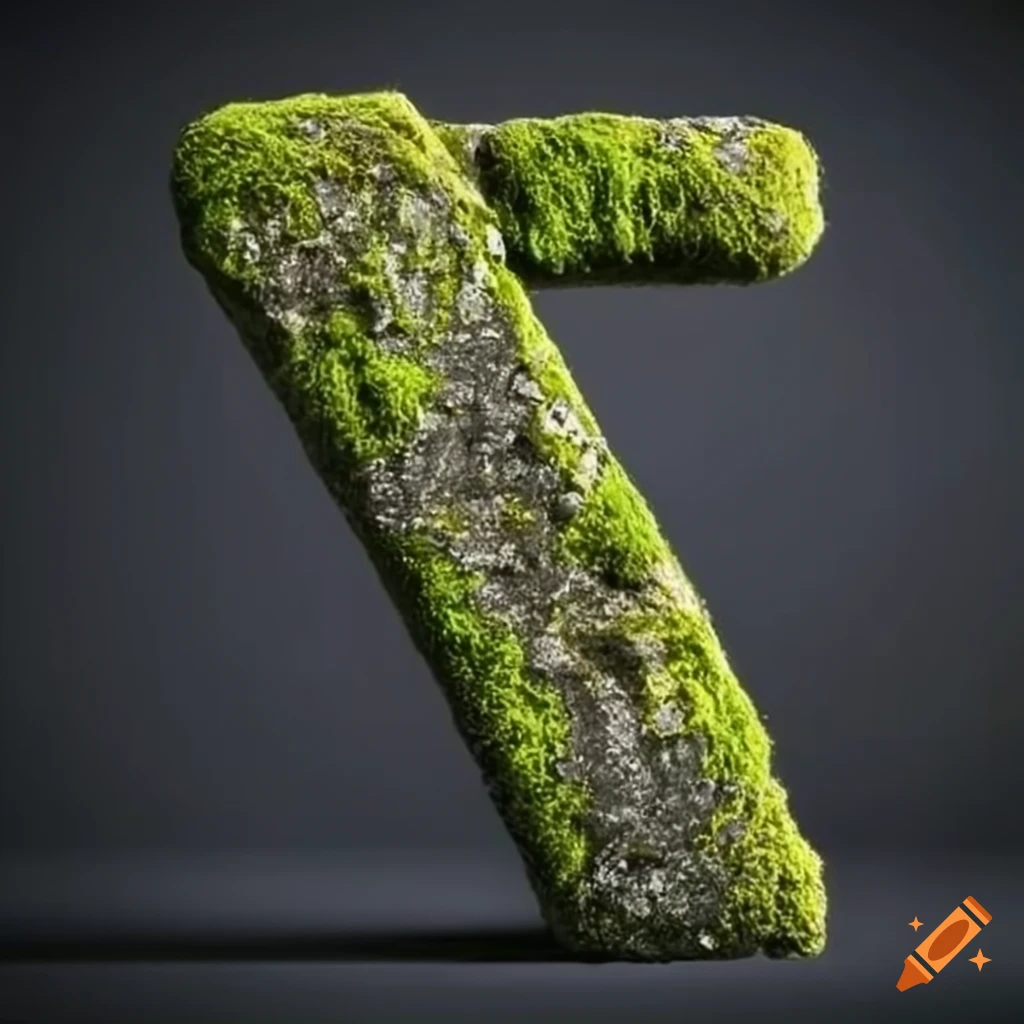 Steampunk moss-covered stone letter a on Craiyon