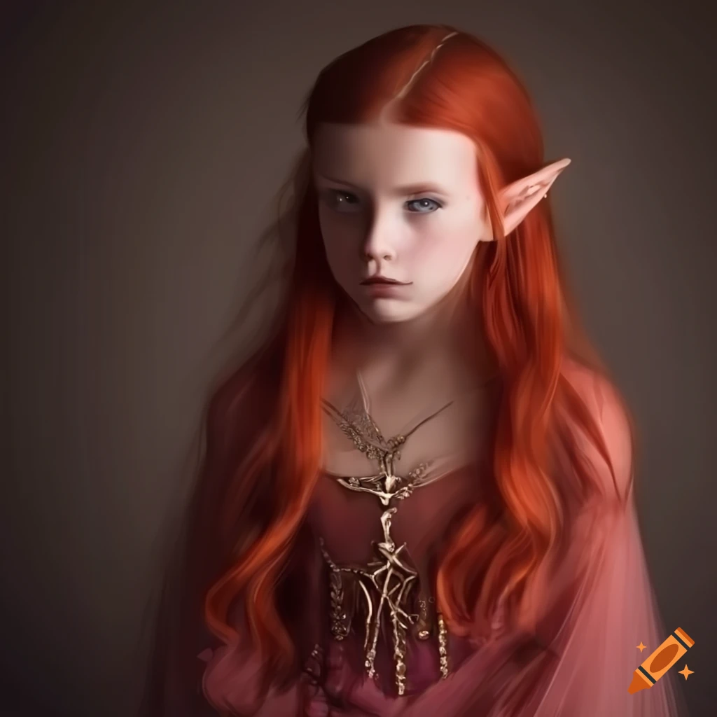 Illustration of a young elven princess in a winter dress
