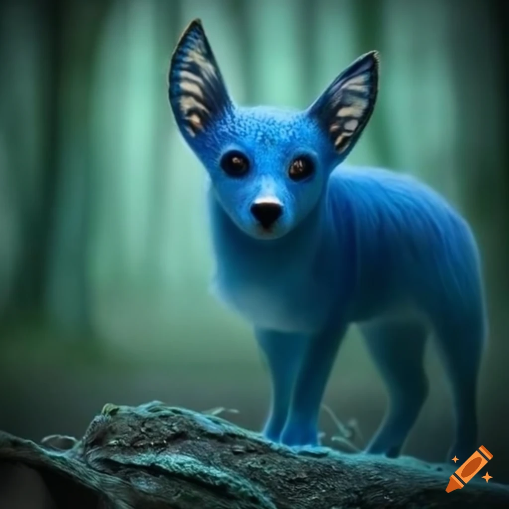 Photo of a blue animal in an enchanted forest on Craiyon