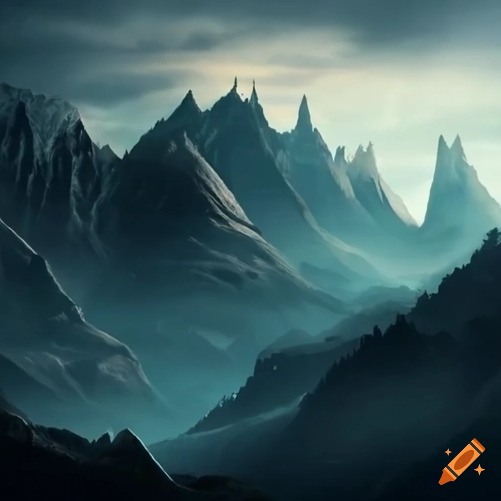 Intense hyper-realistic high resolution aquamarine mountain scenery on ...