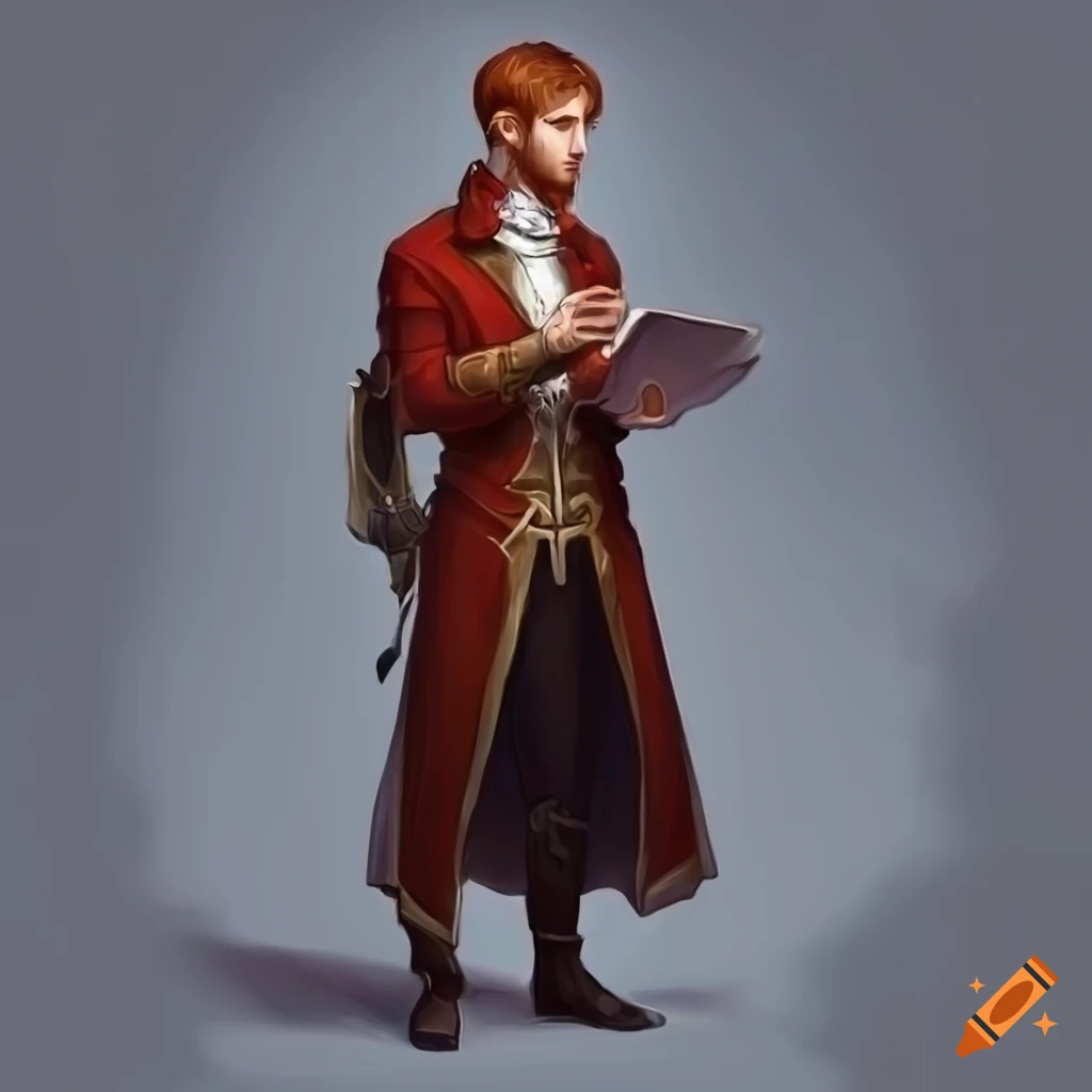 Portrait of a refined ginger-haired male in a noble coat on Craiyon