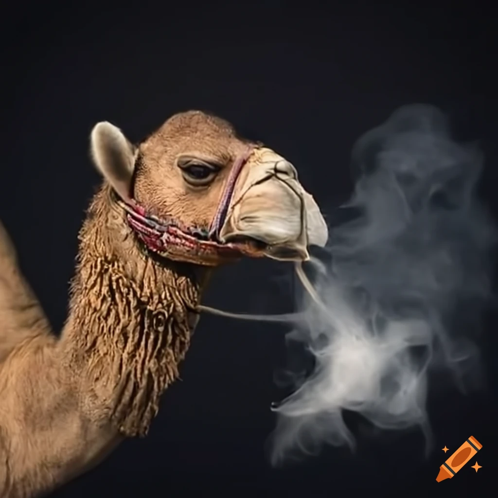 Camel smoking a cigarette on Craiyon