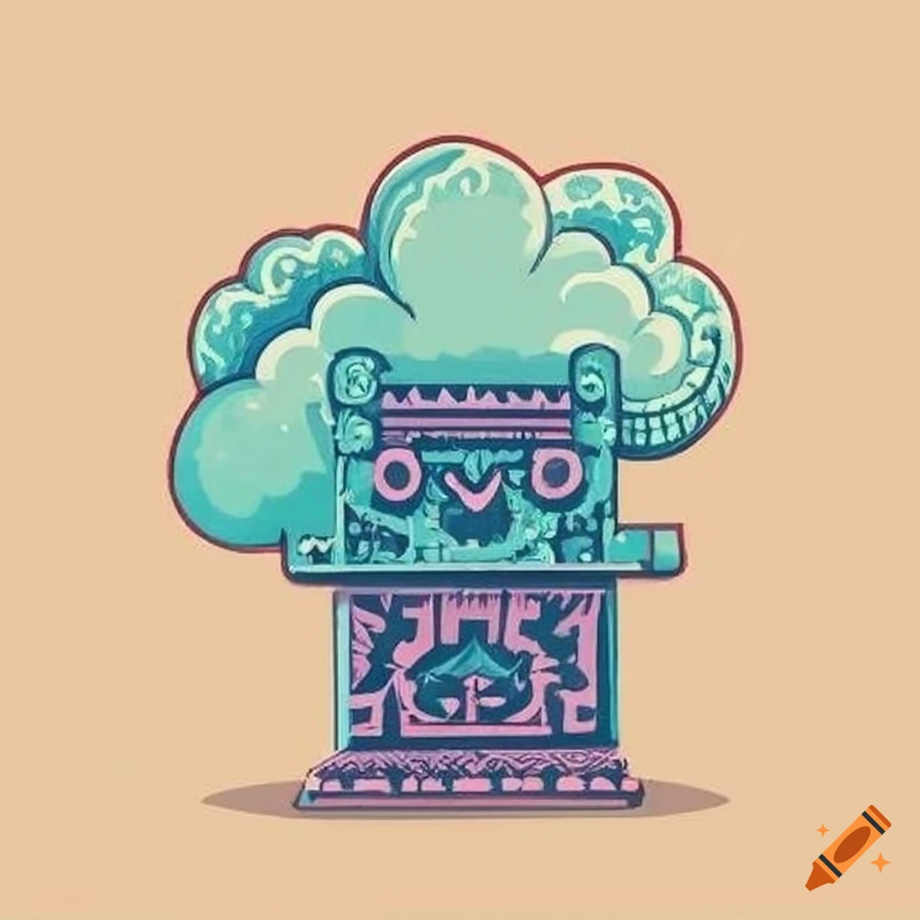 Aztec style storm clouds illustration