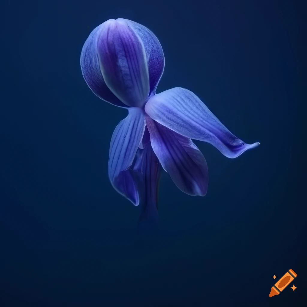 Blue underwater scene with a wild orchid sea creature