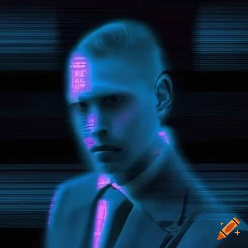 Hologram portrait of a stylish person with glitch effects on Craiyon