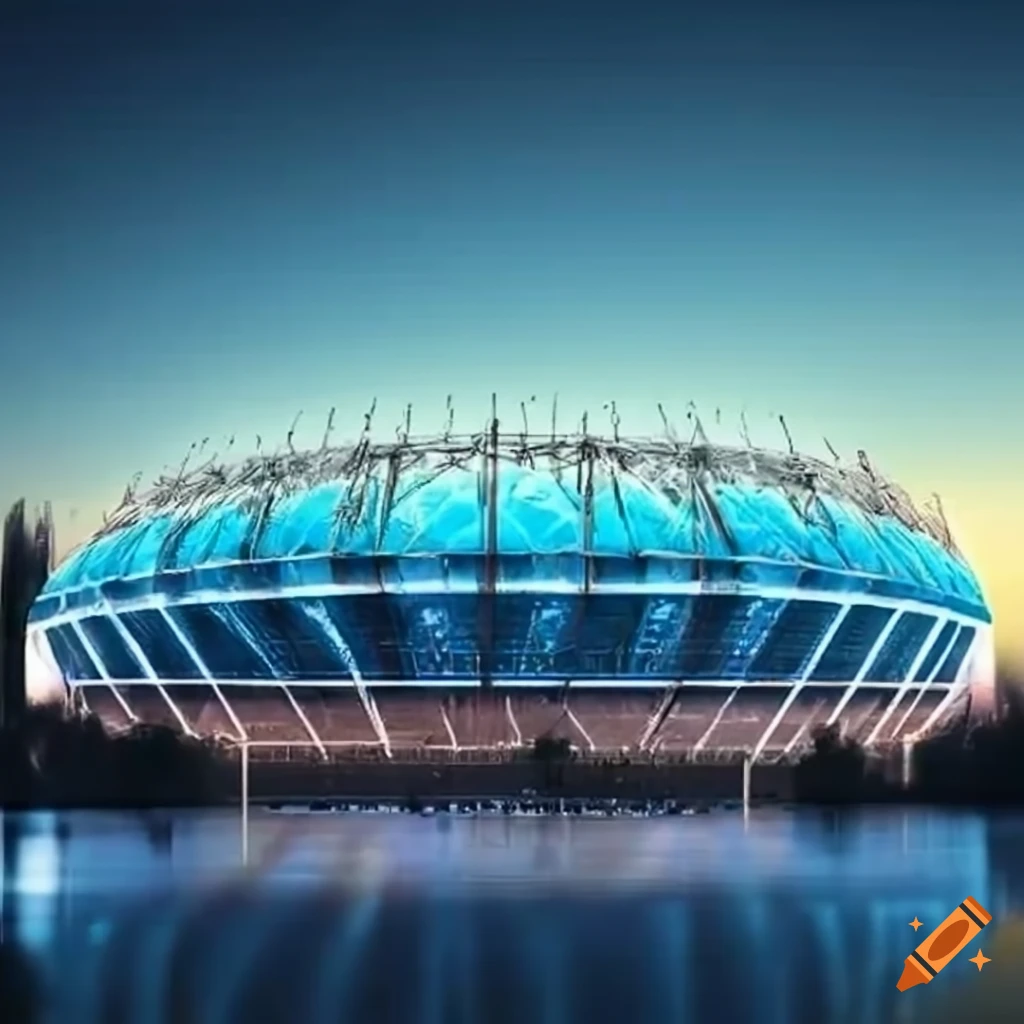 Design of a light blue national soccer stadium