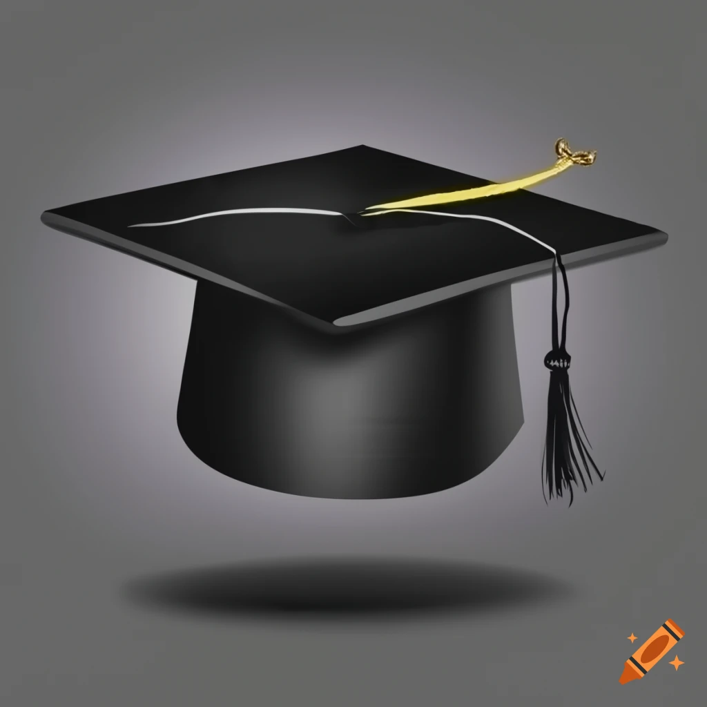 Origami graduation caps over books and journals display on Craiyon