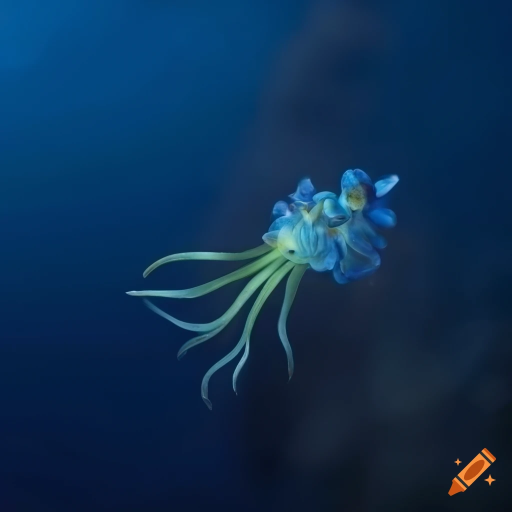 Image of a wild orchid sea creature in the deep sea on Craiyon