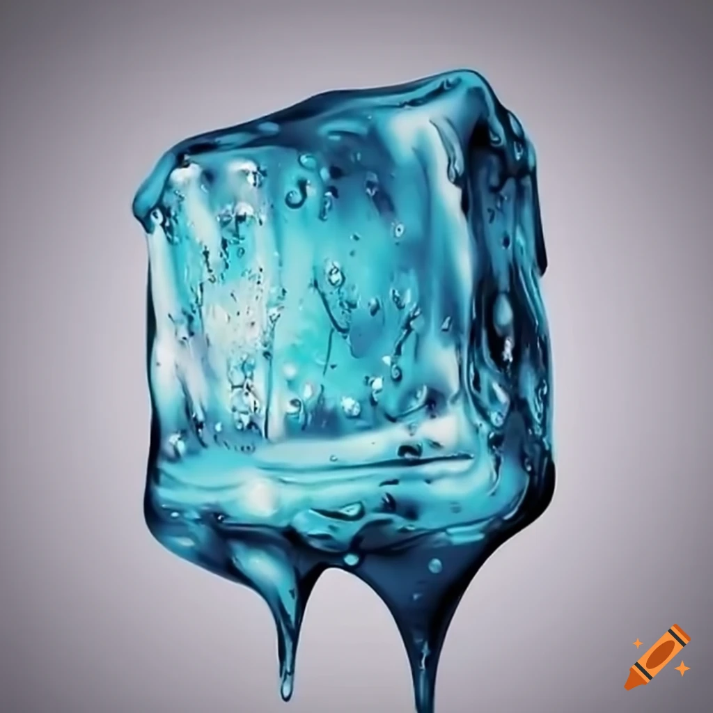 Graffiti-style ice block with dripping water on Craiyon