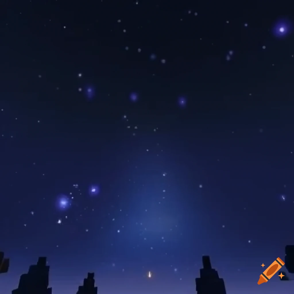 Night sky with a constellation of stars in minecraft on Craiyon