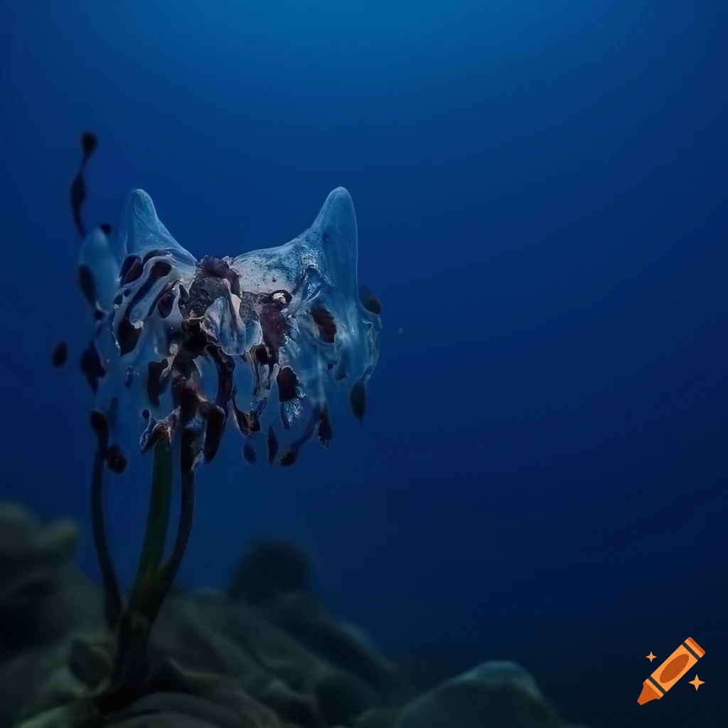 Black orchid sea creature in the deep blue sea on Craiyon