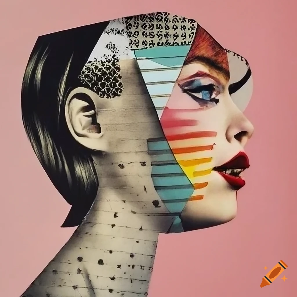 Collage artwork of women with photorealistic images and textures on Craiyon